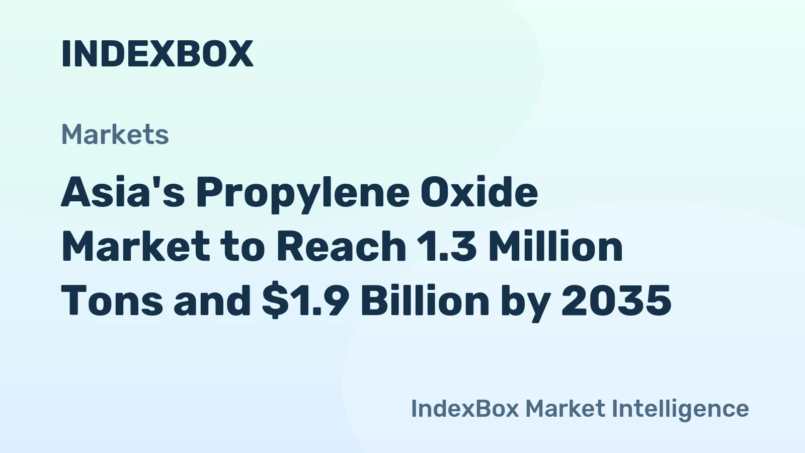 Asia's Propylene Oxide Market to Reach 1.3 Million Tons and $1.9 Billion by 2035