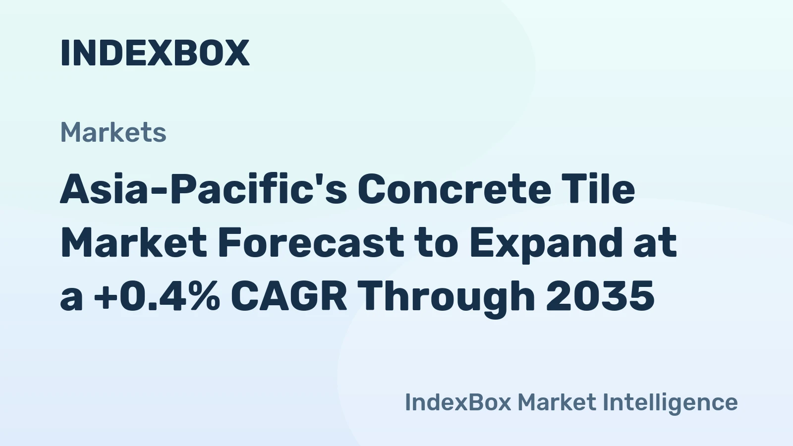 Asia-Pacific's Concrete Tile Market Forecast to Expand at a +0.4% CAGR Through 2035