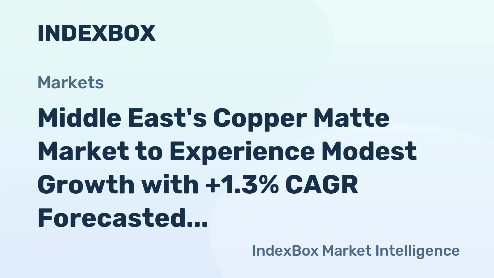 Middle East's Copper Matte Market to Experience Modest Growth with +1.3% CAGR Forecasted