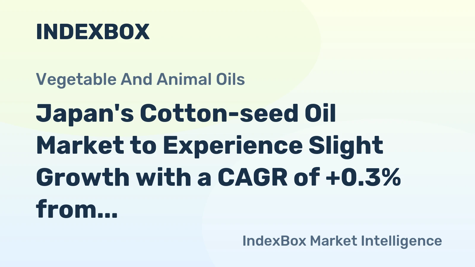 Japan's Cotton-seed Oil Market to Experience Slight Growth with a CAGR of +0.3% from 2024 to 2035