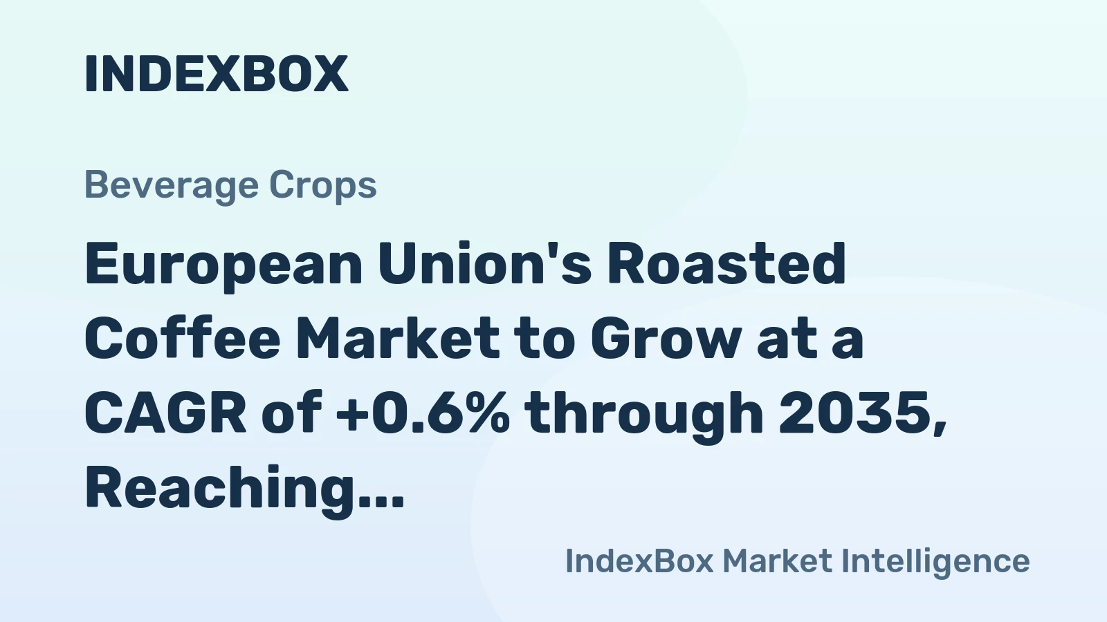 European Union's Roasted Coffee Market to Grow at a CAGR of +0.6% through 2035, Reaching $20.7B in Value