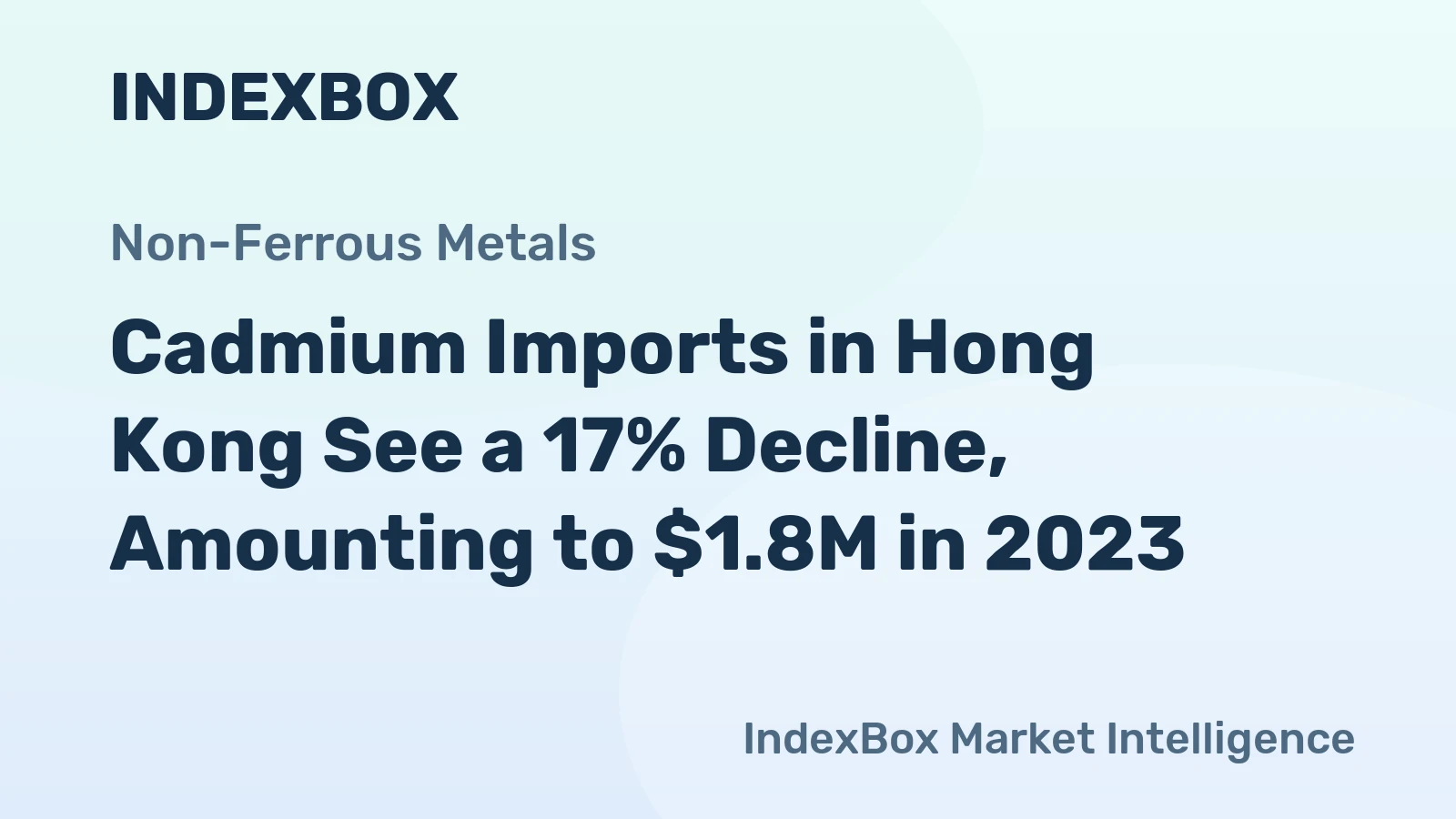 Cadmium Imports in Hong Kong See a 17% Decline, Amounting to $1.8M in 2023