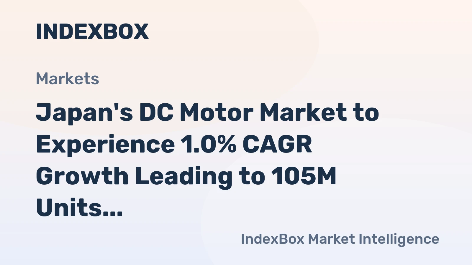 Japan's DC Motor Market to Experience 1.0% CAGR Growth Leading to 105M Units by 2035