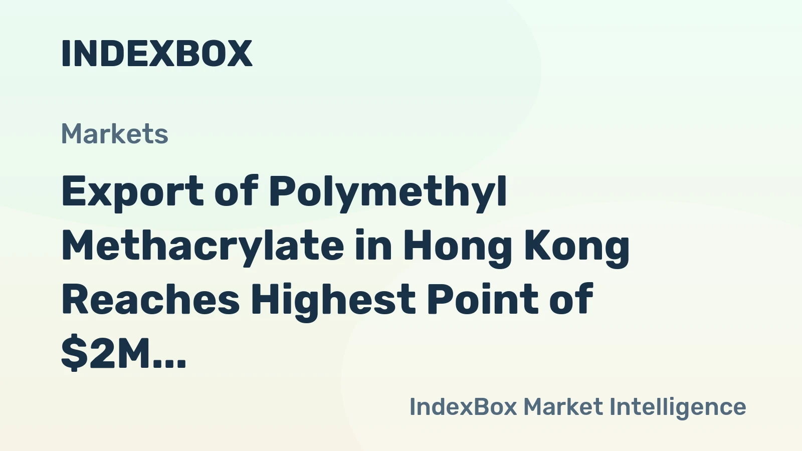 Export of Polymethyl Methacrylate in Hong Kong Reaches Highest Point of $2M in June 2023