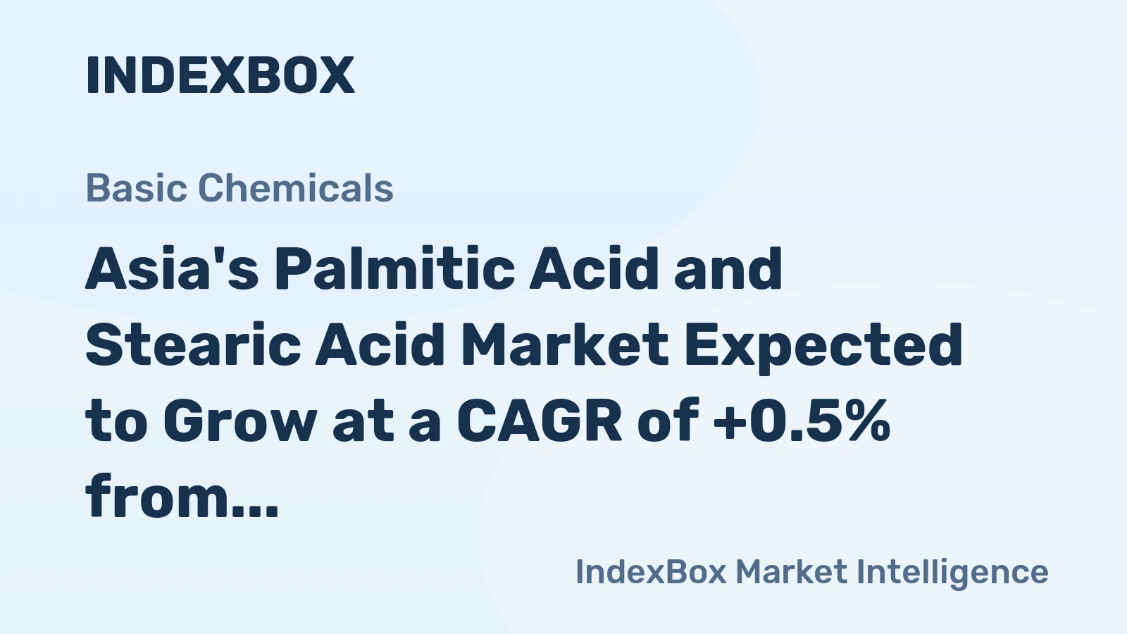 Asia's Palmitic Acid and Stearic Acid Market Expected to Grow at a CAGR of +0.5% from 2024 to 2035, Reaching $2.8B in Value