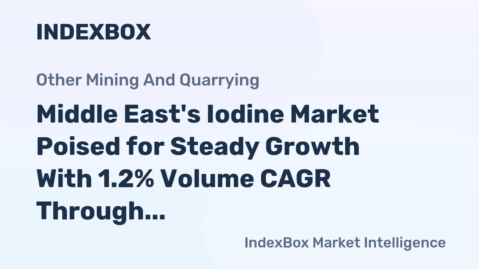 Middle East's Iodine Market Poised for Steady Growth With 1.2% Volume CAGR Through 2035
