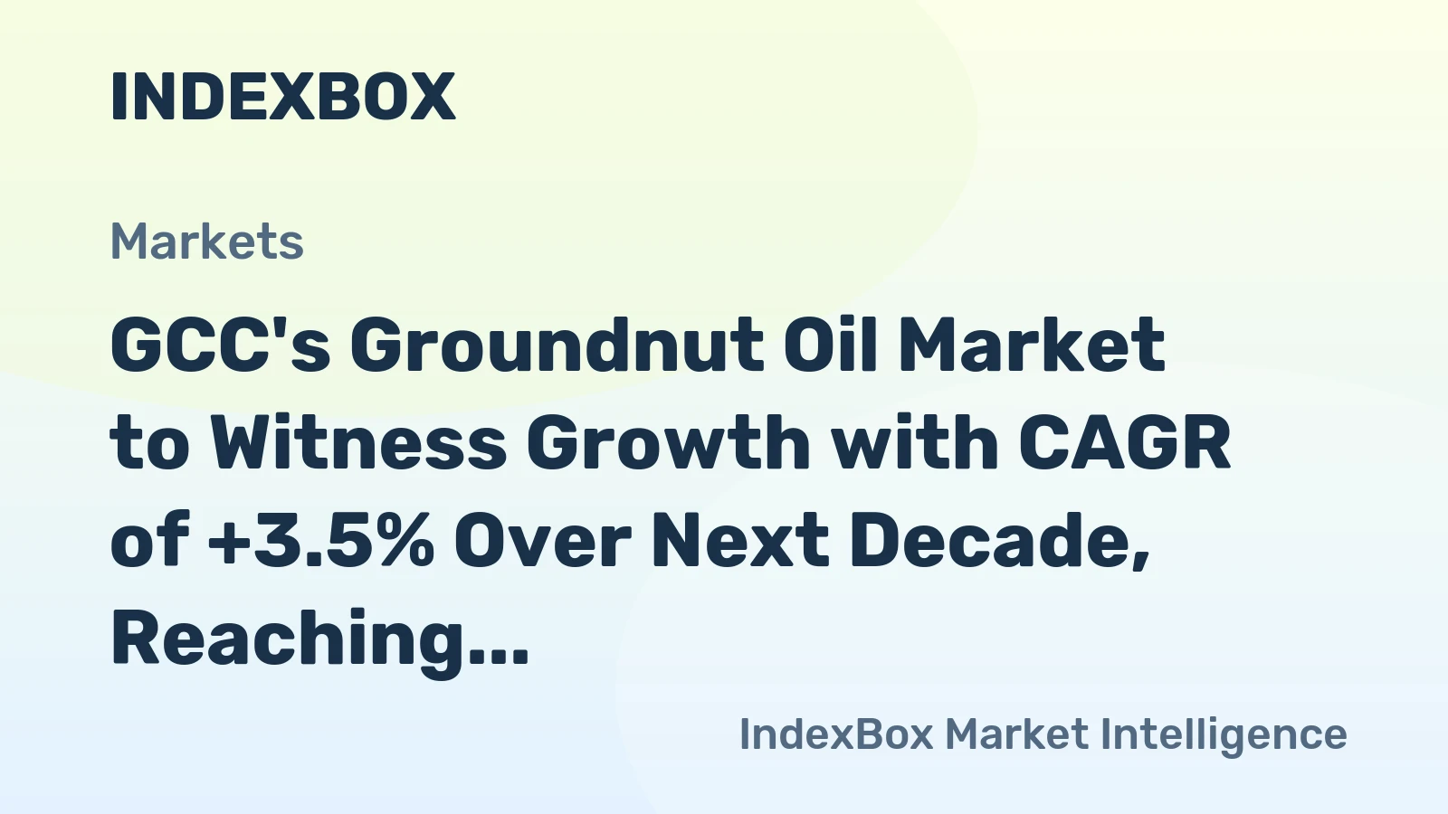 GCC's Groundnut Oil Market to Witness Growth with CAGR of +3.5% Over Next Decade, Reaching $107M by 2035