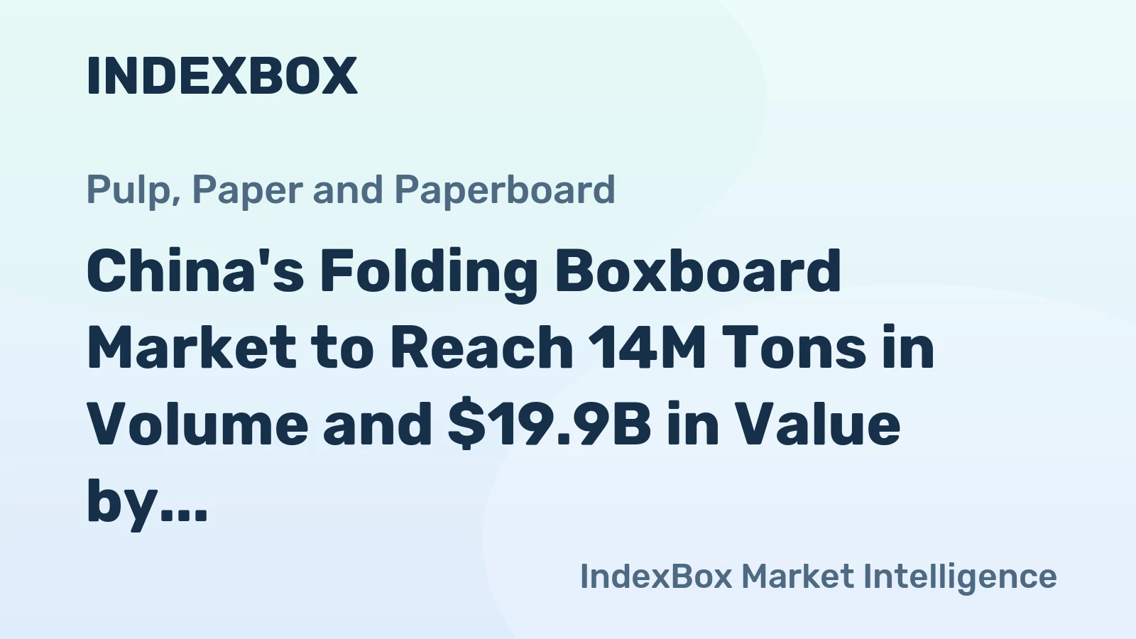 China's Folding Boxboard Market to Reach 14M Tons in Volume and $19.9B in Value by 2035