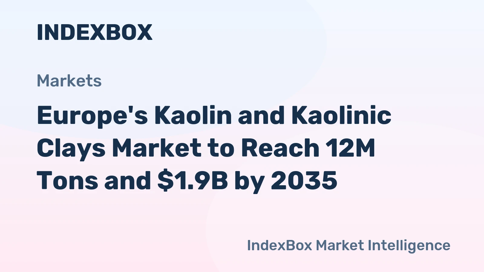 Europe's Kaolin and Kaolinic Clays Market to Reach 12M Tons and $1.9B by 2035