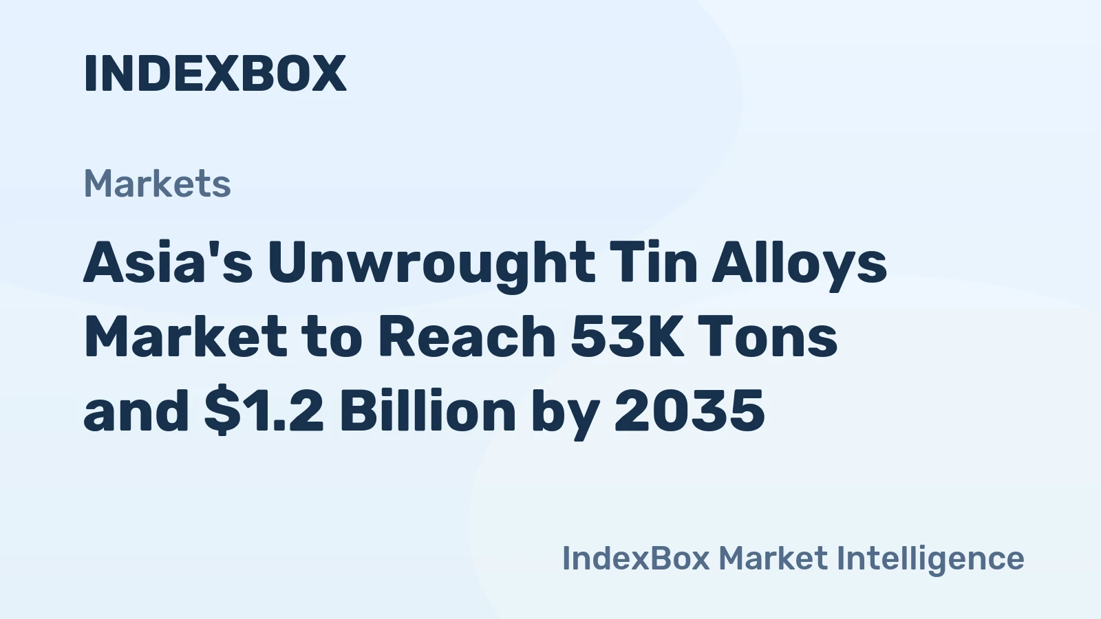 Asia's Unwrought Tin Alloys Market to Reach 53K Tons and $1.2 Billion by 2035