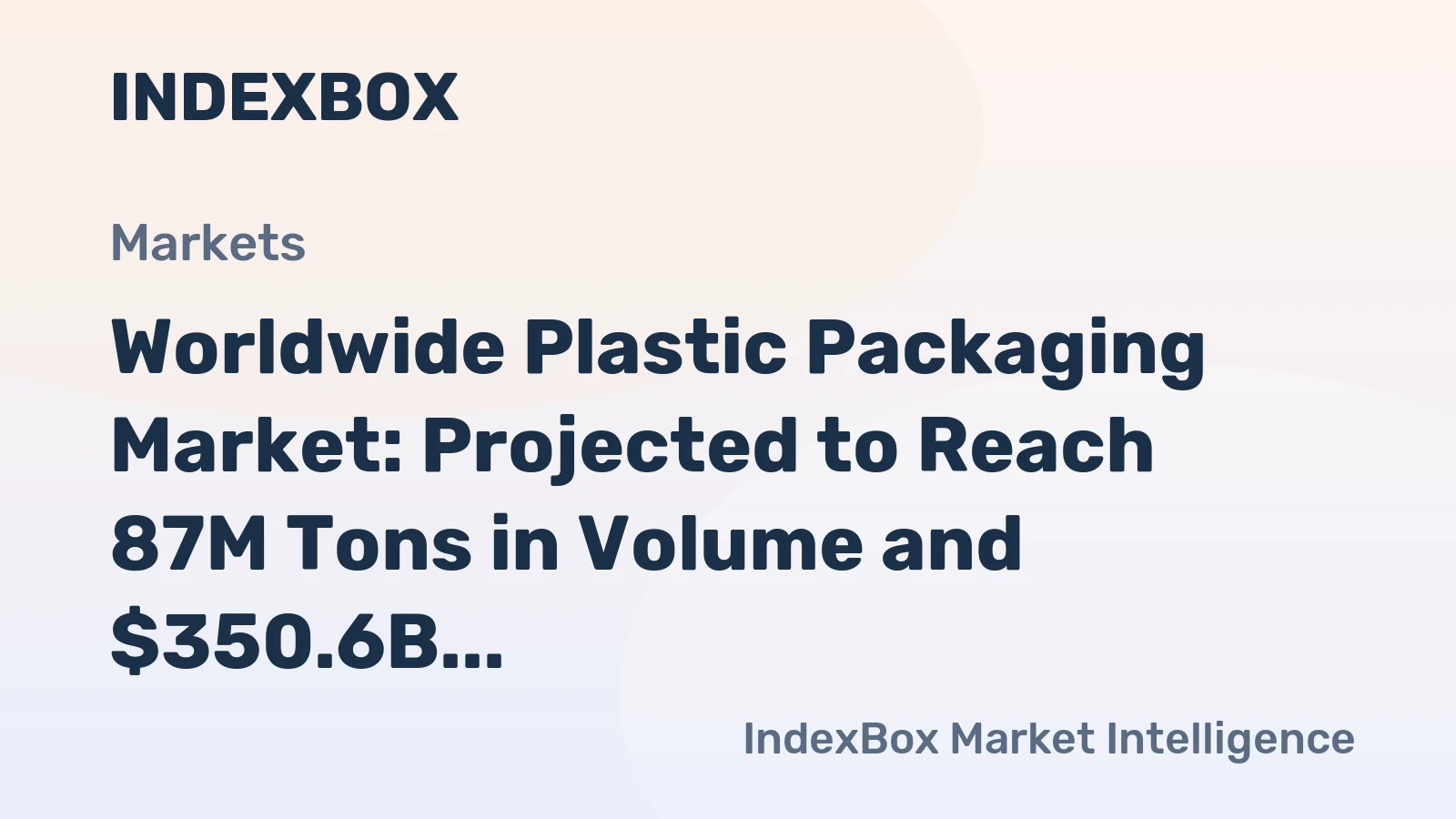 Worldwide Plastic Packaging Market: Projected to Reach 87M Tons in Volume and $350.6B in Value by 2030