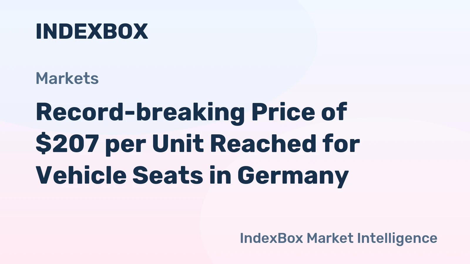 Record-breaking Price of $207 per Unit Reached for Vehicle Seats in Germany