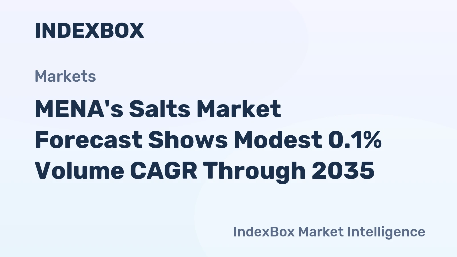 MENA's Salts Market Forecast Shows Modest 0.1% Volume CAGR Through 2035
