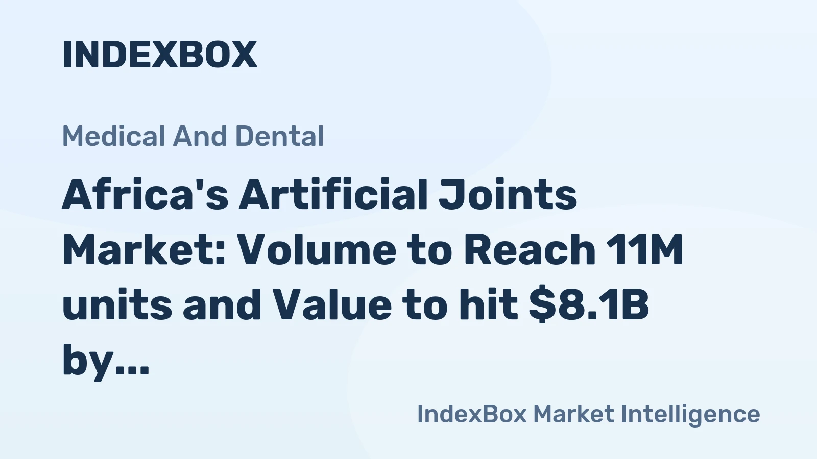 Africa's Artificial Joints Market: Volume to Reach 11M units and Value to hit $8.1B by 2035