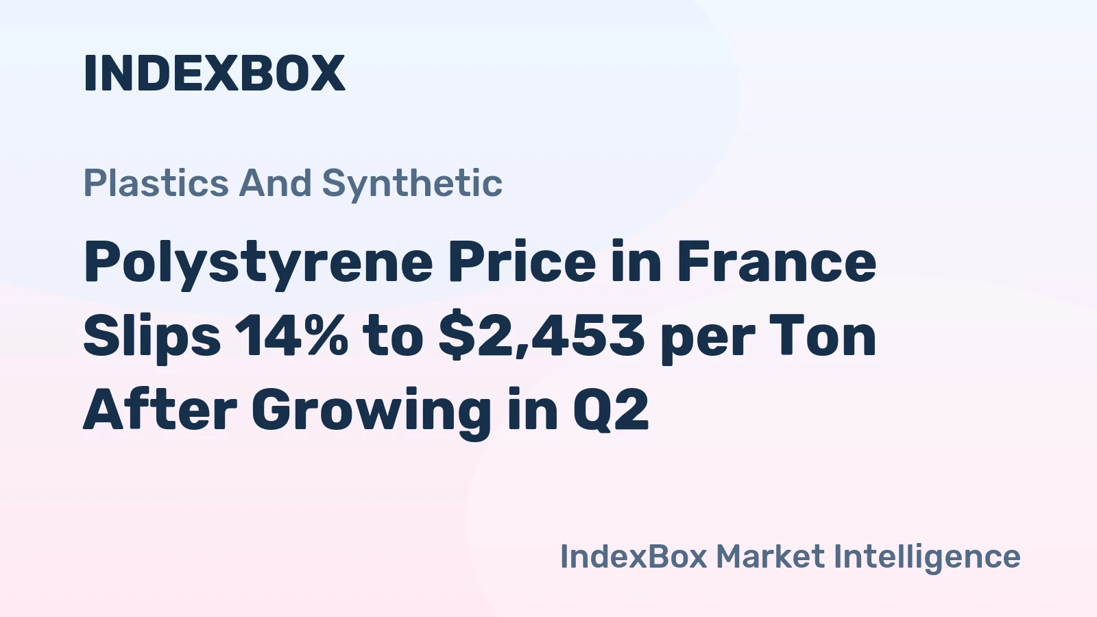Polystyrene Price in France Slips 14% to $2,453 per Ton After Growing in Q2