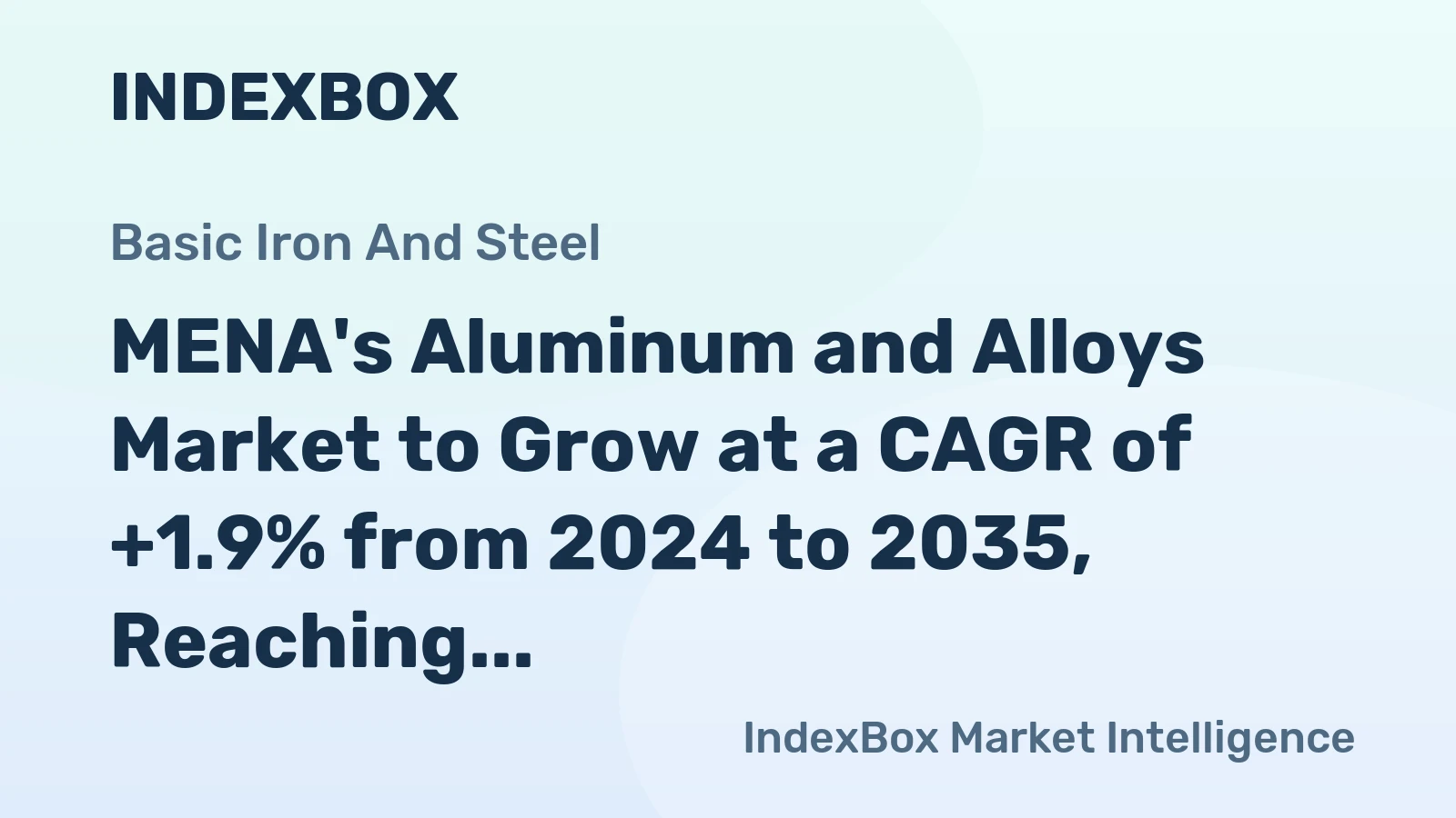 MENA's Aluminum and Alloys Market to Grow at a CAGR of +1.9% from 2024 to 2035, Reaching 5.4M Tons