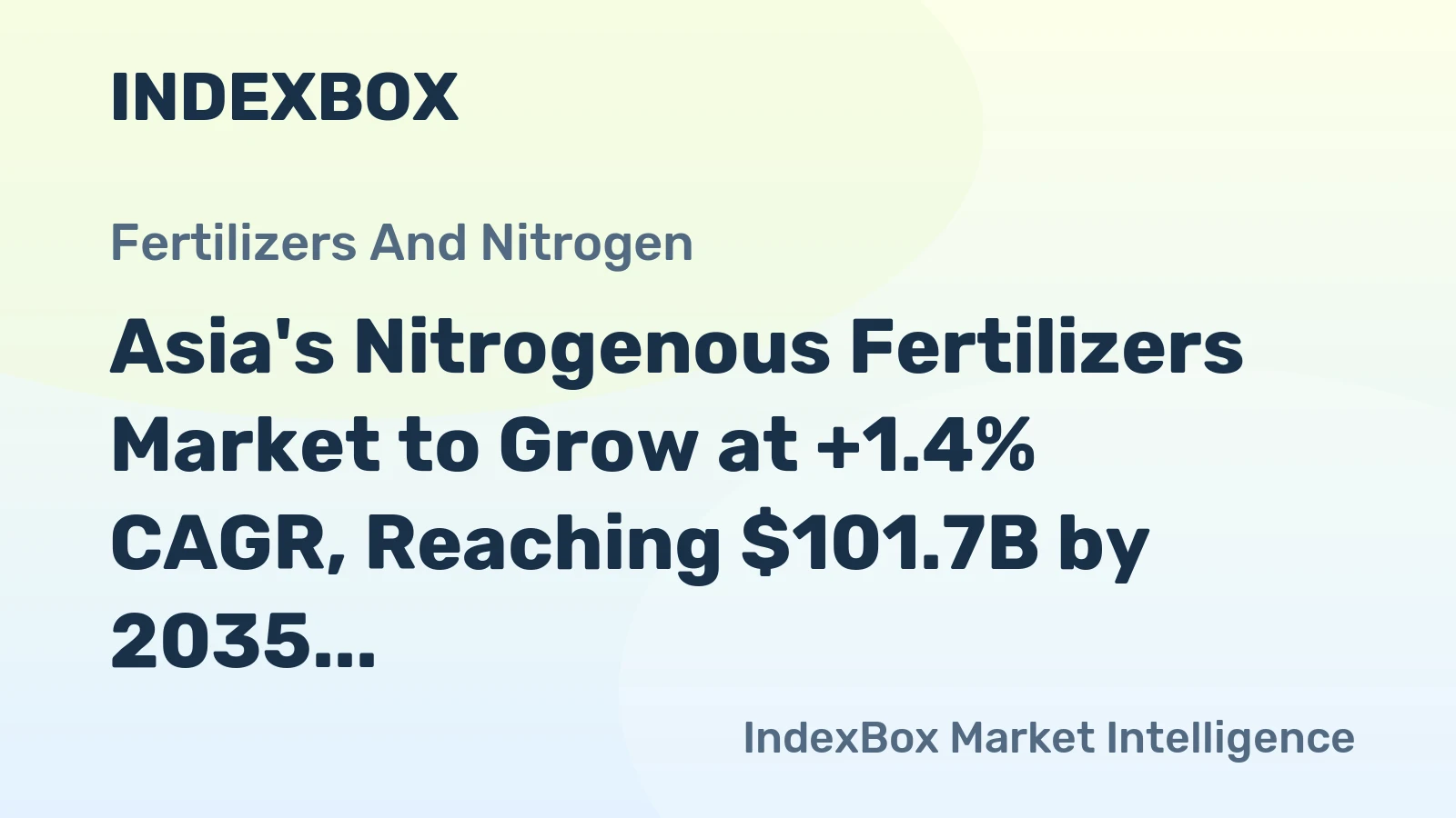 Asia's Nitrogenous Fertilizers Market to Grow at +1.4% CAGR, Reaching $101.7B by 2035