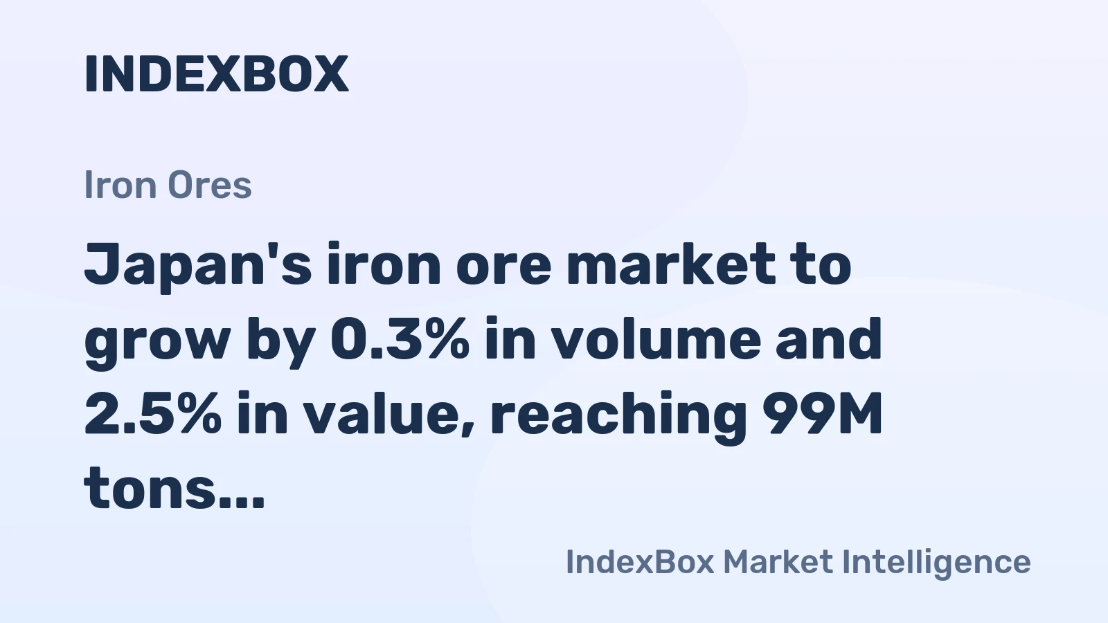 Japan's iron ore market to grow by 0.3% in volume and 2.5% in value, reaching 99M tons and $11.4B by 2035