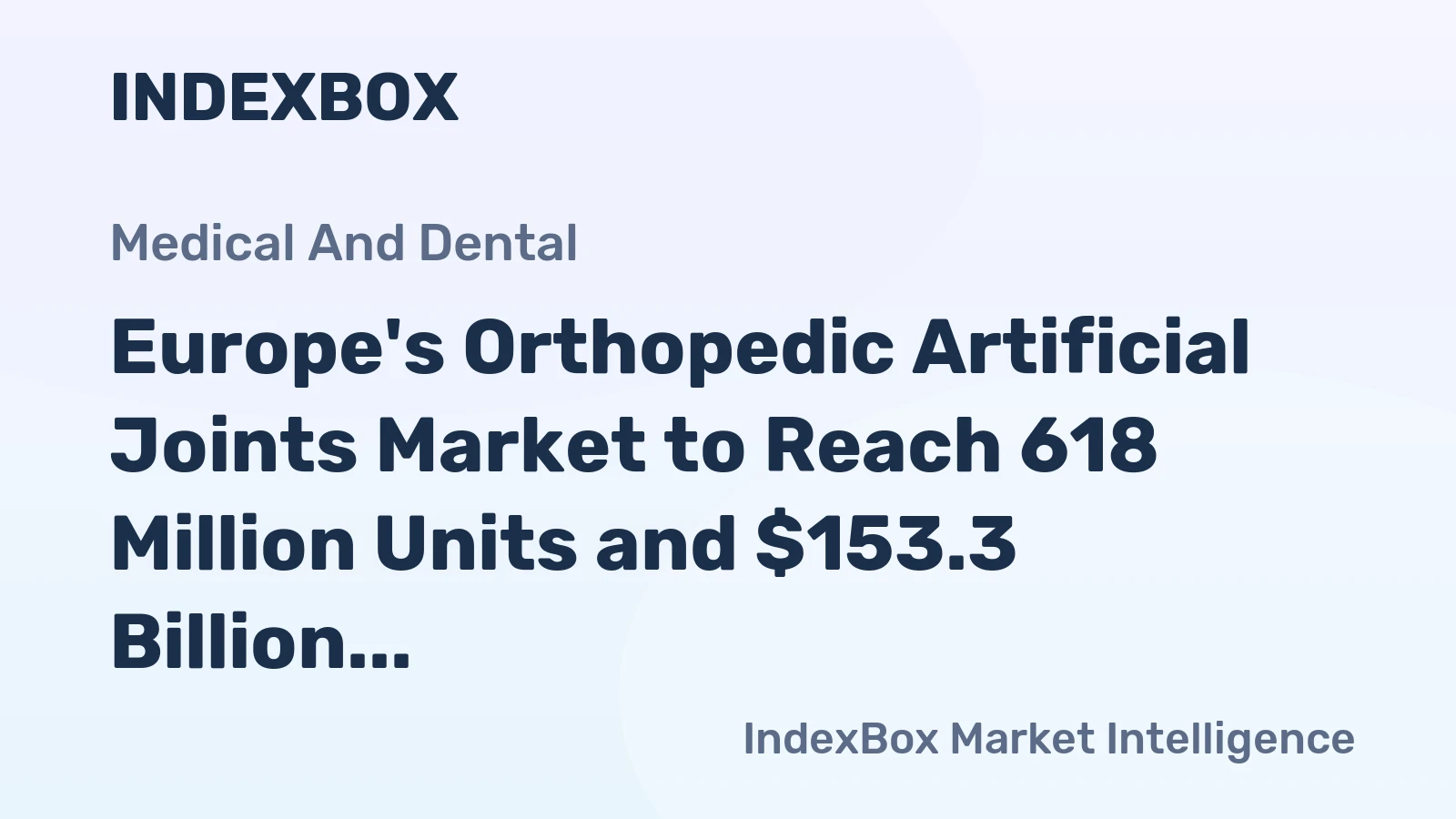 Europe's Orthopedic Artificial Joints Market to Reach 618 Million Units and $153.3 Billion