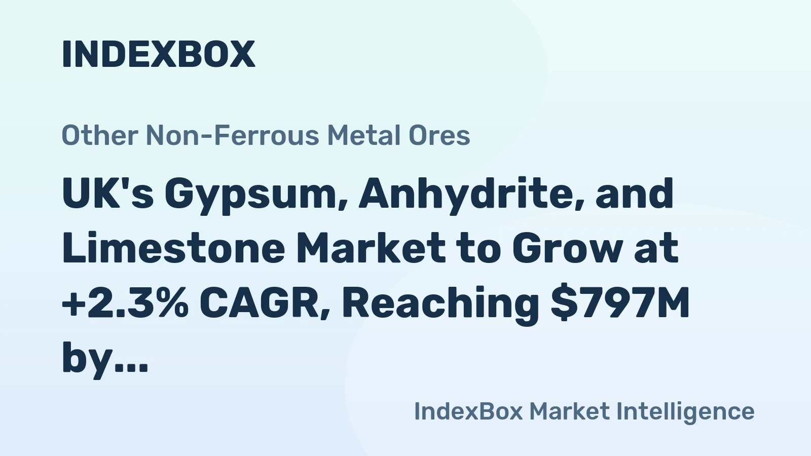 UK's Gypsum, Anhydrite, and Limestone Market to Grow at +2.3% CAGR, Reaching $797M by 2035