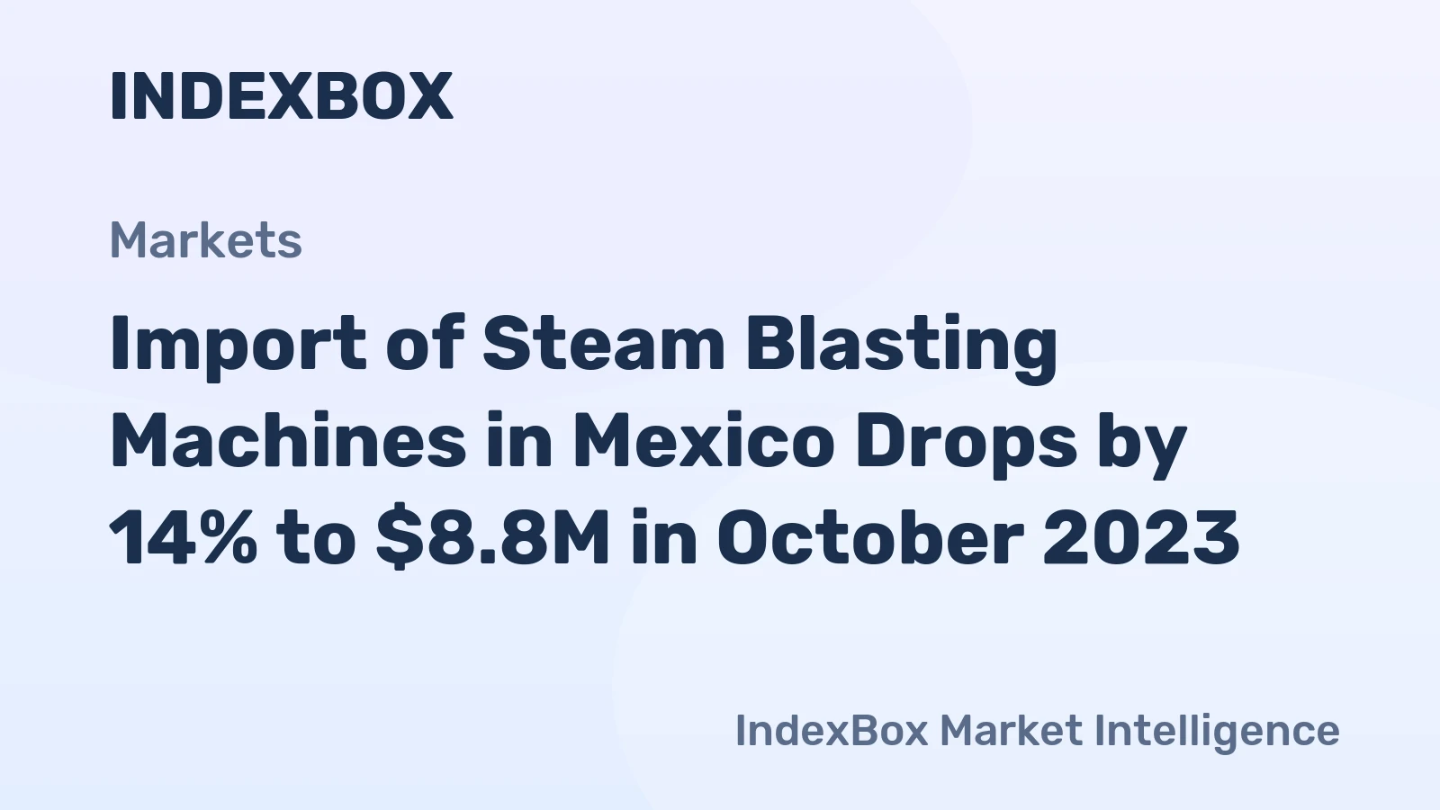 Import of Steam Blasting Machines in Mexico Drops by 14% to $8.8M in October 2023