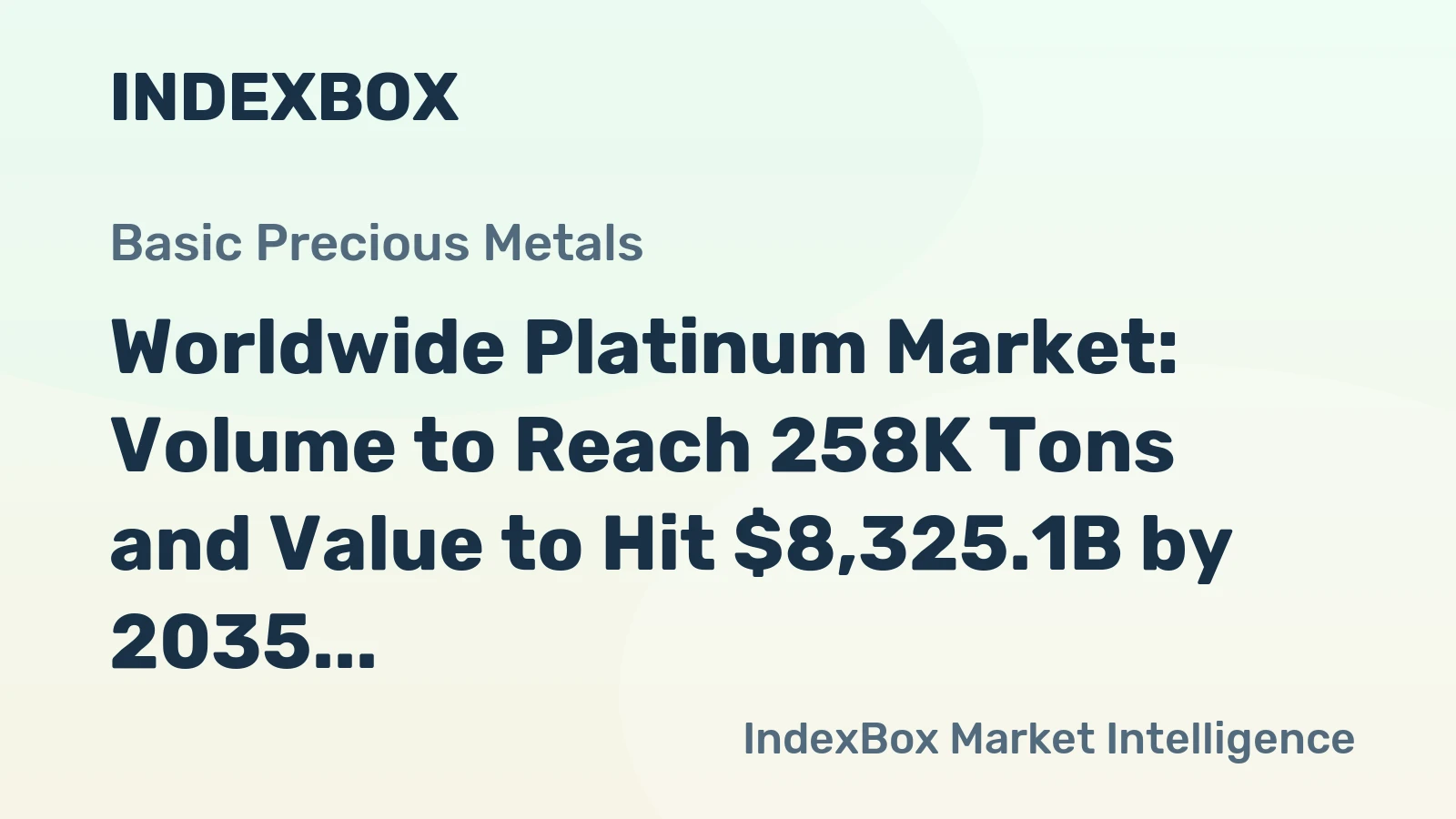 Worldwide Platinum Market: Volume to Reach 258K Tons and Value to Hit $8,325.1B by 2035