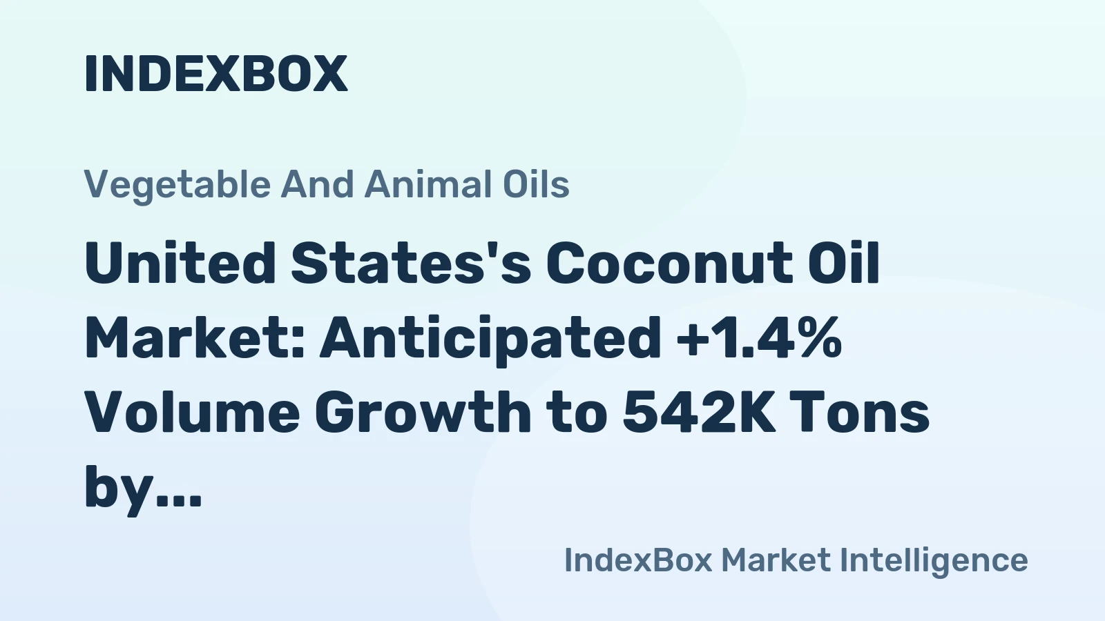 United States's Coconut Oil Market: Anticipated +1.4% Volume Growth to 542K Tons by 2035, +2.7% Value Growth to $901M