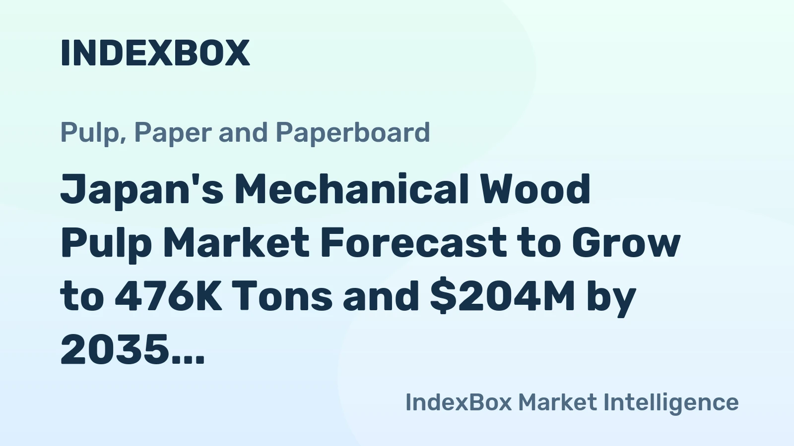 Japan's Mechanical Wood Pulp Market Forecast to Grow to 476K Tons and $204M by 2035