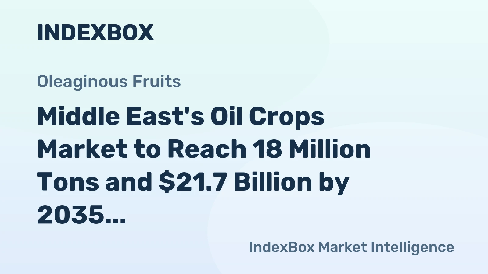 Middle East's Oil Crops Market to Reach 18 Million Tons and $21.7 Billion by 2035