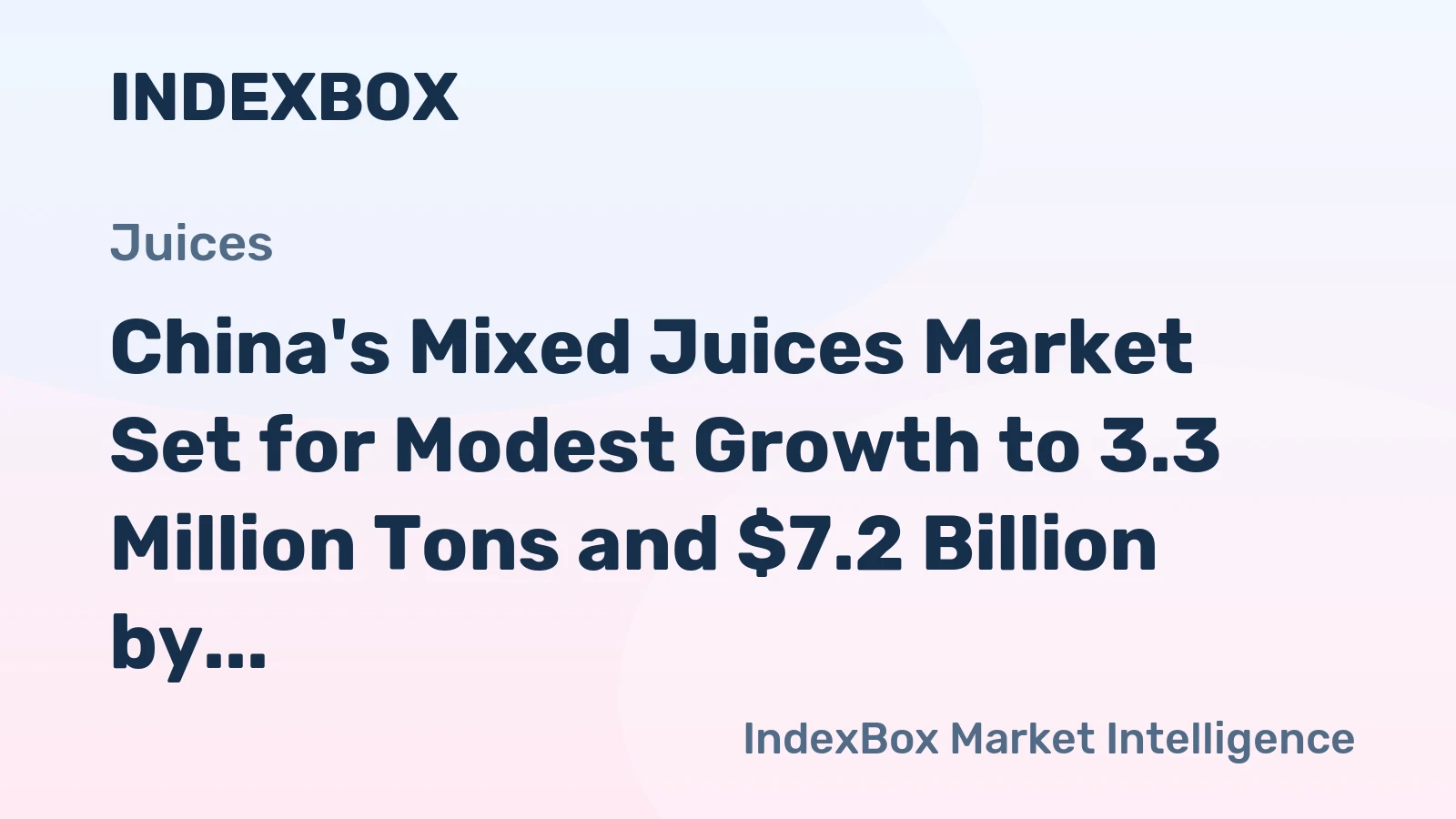 China's Mixed Juices Market Set for Modest Growth to 3.3 Million Tons and $7.2 Billion by 2035