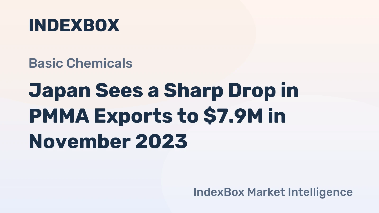 Japan Sees a Sharp Drop in PMMA Exports to $7.9M in November 2023