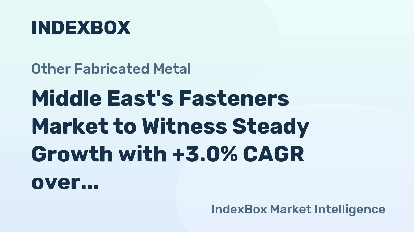 Middle East's Fasteners Market to Witness Steady Growth with +3.0% CAGR over the Next Decade