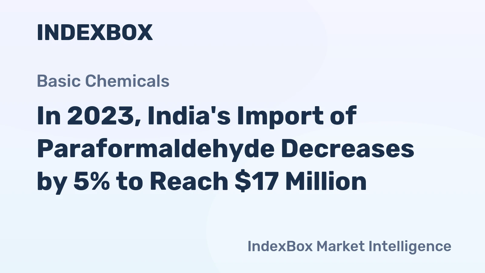 In 2023, India's Import of Paraformaldehyde Decreases by 5% to Reach $17 Million.