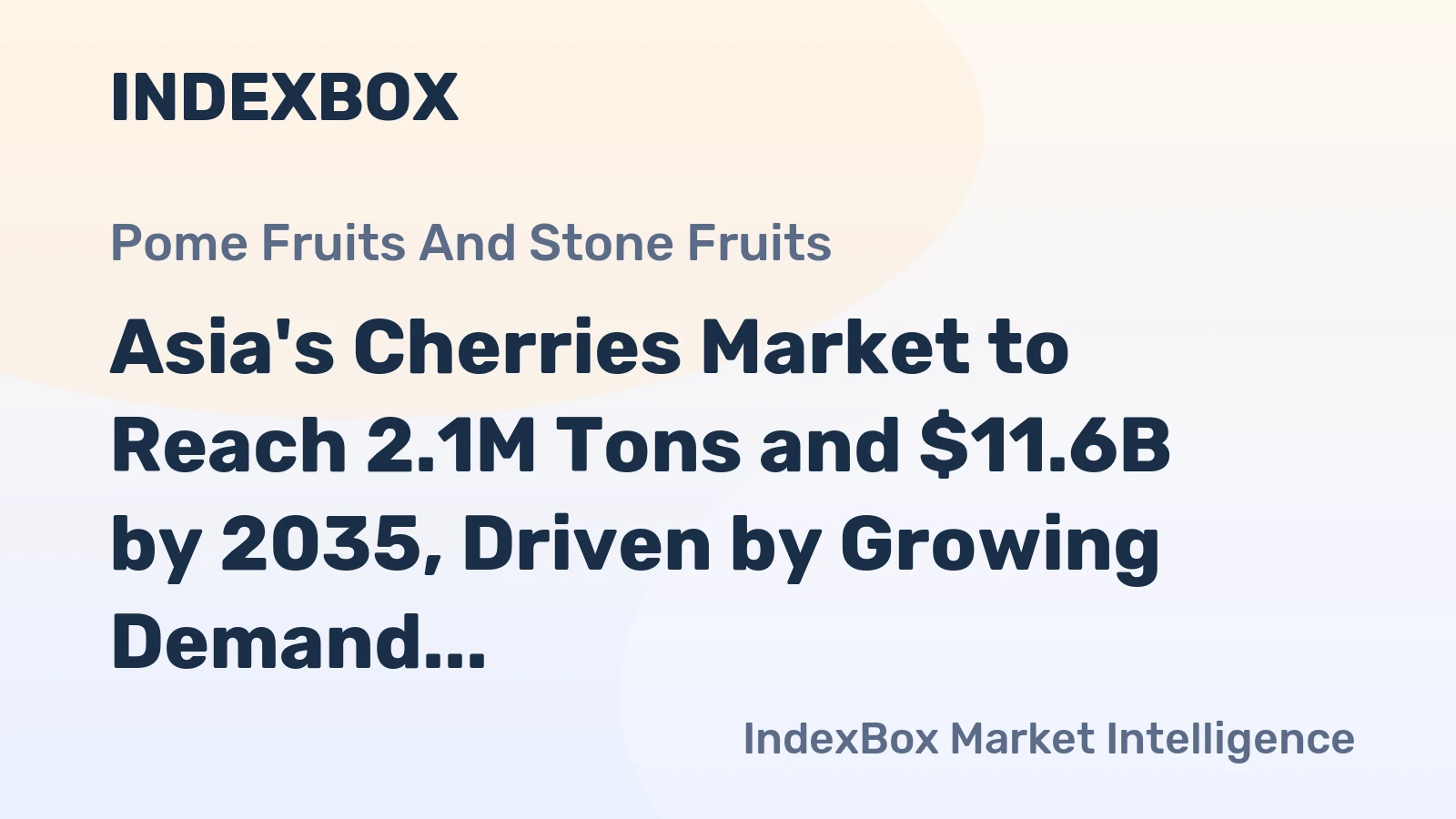 Asia's Cherries Market to Reach 2.1M Tons and $11.6B by 2035, Driven by Growing Demand in the Region