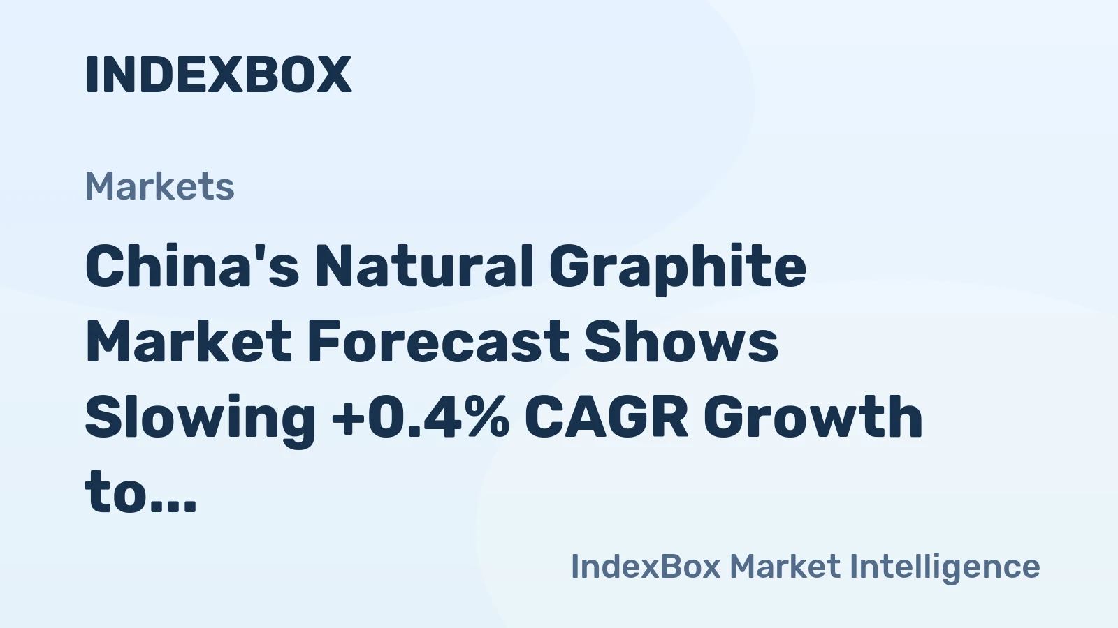 China's Natural Graphite Market Forecast Shows Slowing +0.4% CAGR Growth to 2035