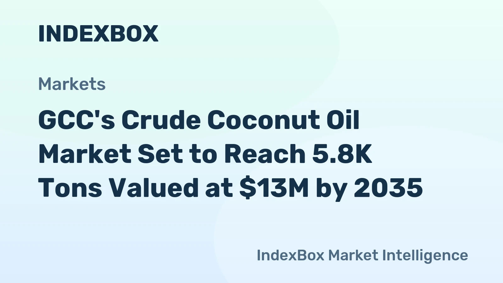 GCC's Crude Coconut Oil Market Set to Reach 5.8K Tons Valued at $13M by 2035