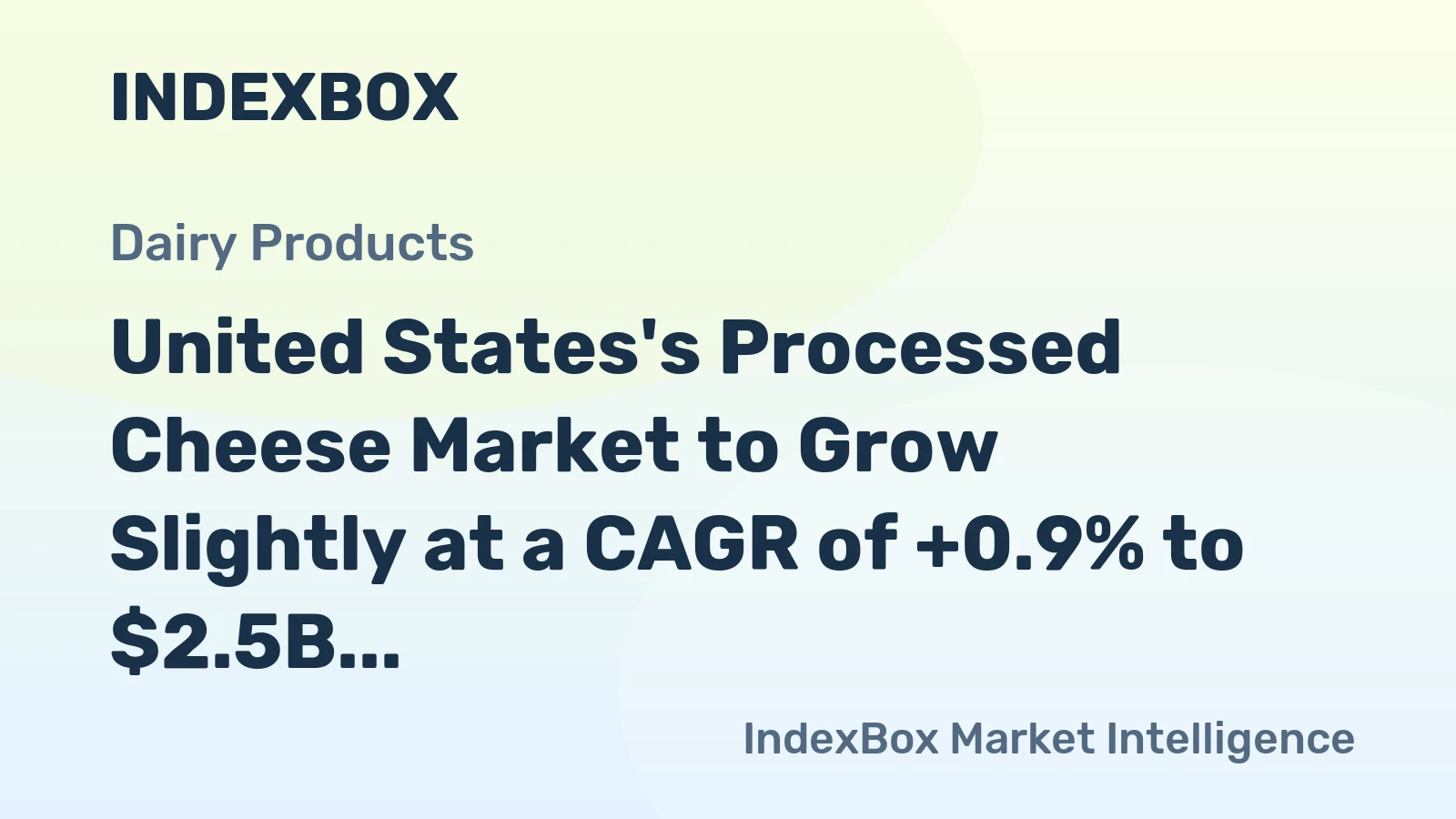 United States's Processed Cheese Market to Grow Slightly at a CAGR of +0.9% to $2.5B by 2035