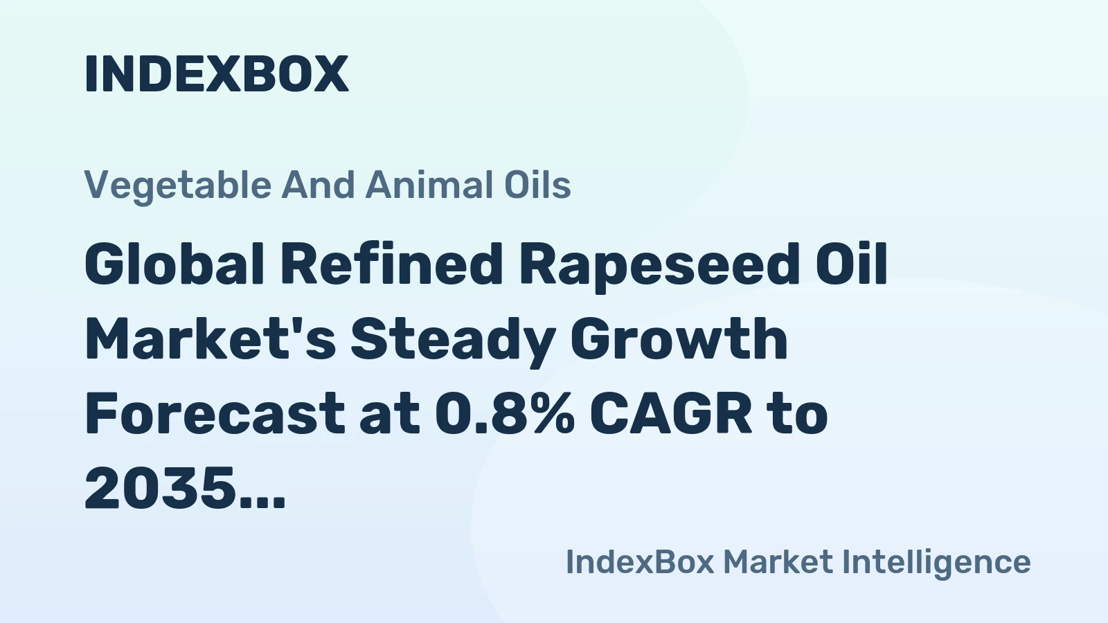 Global Refined Rapeseed Oil Market's Steady Growth Forecast at 0.8% CAGR to 2035