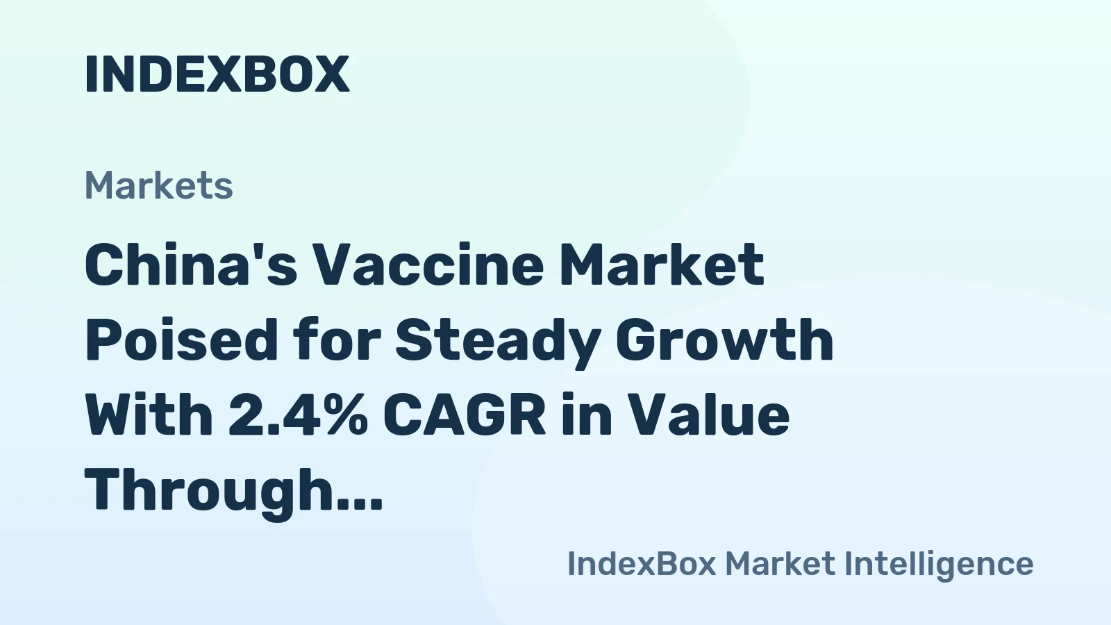 China's Vaccine Market Poised for Steady Growth With 2.4% CAGR in Value Through 2035