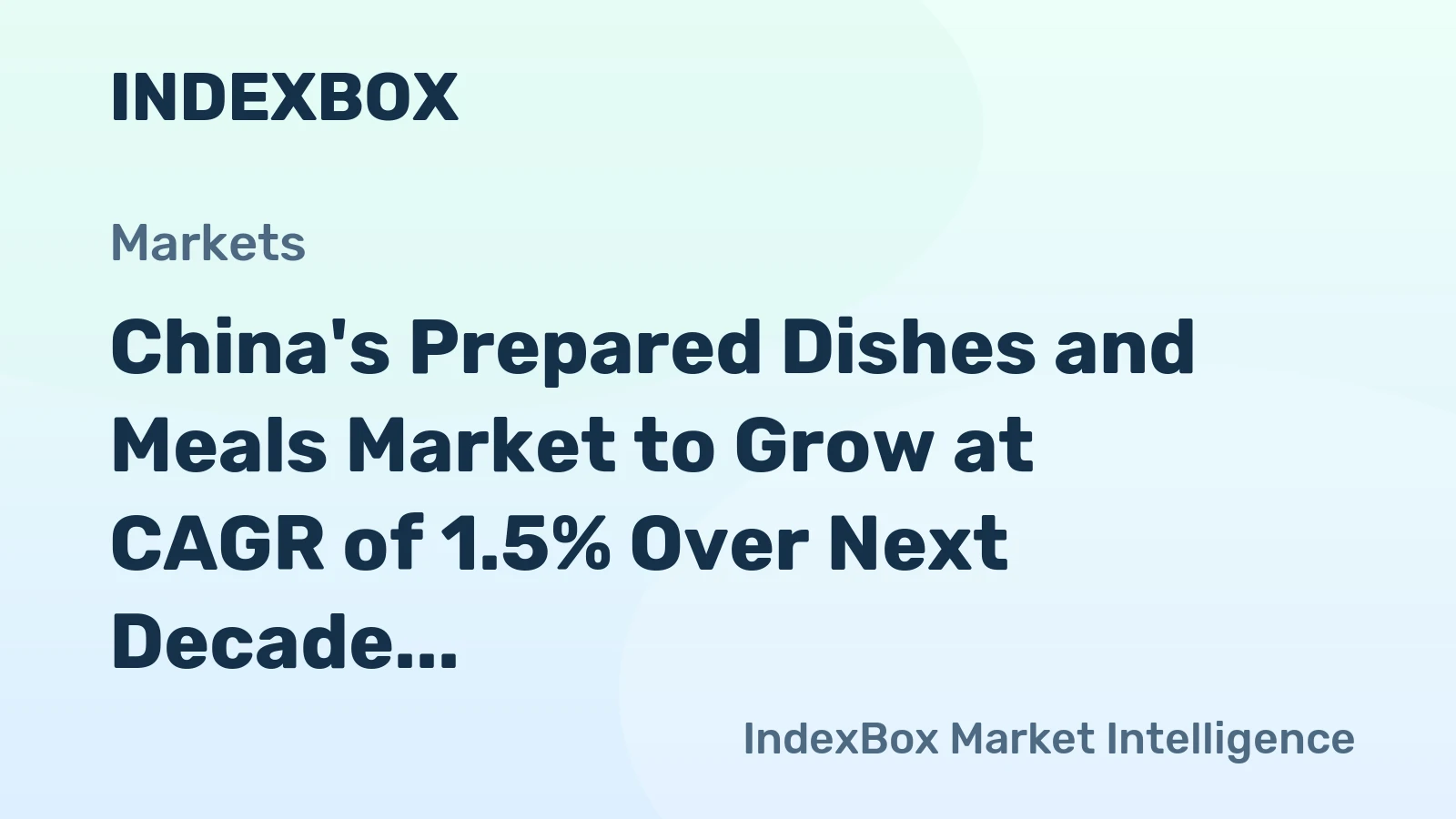 China's Prepared Dishes and Meals Market to Grow at CAGR of 1.5% Over Next Decade