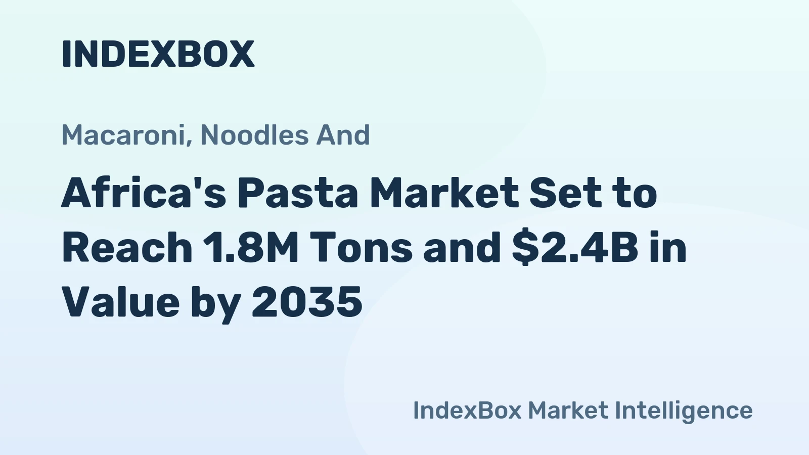 Africa's Pasta Market Set to Reach 1.8M Tons and $2.4B in Value by 2035