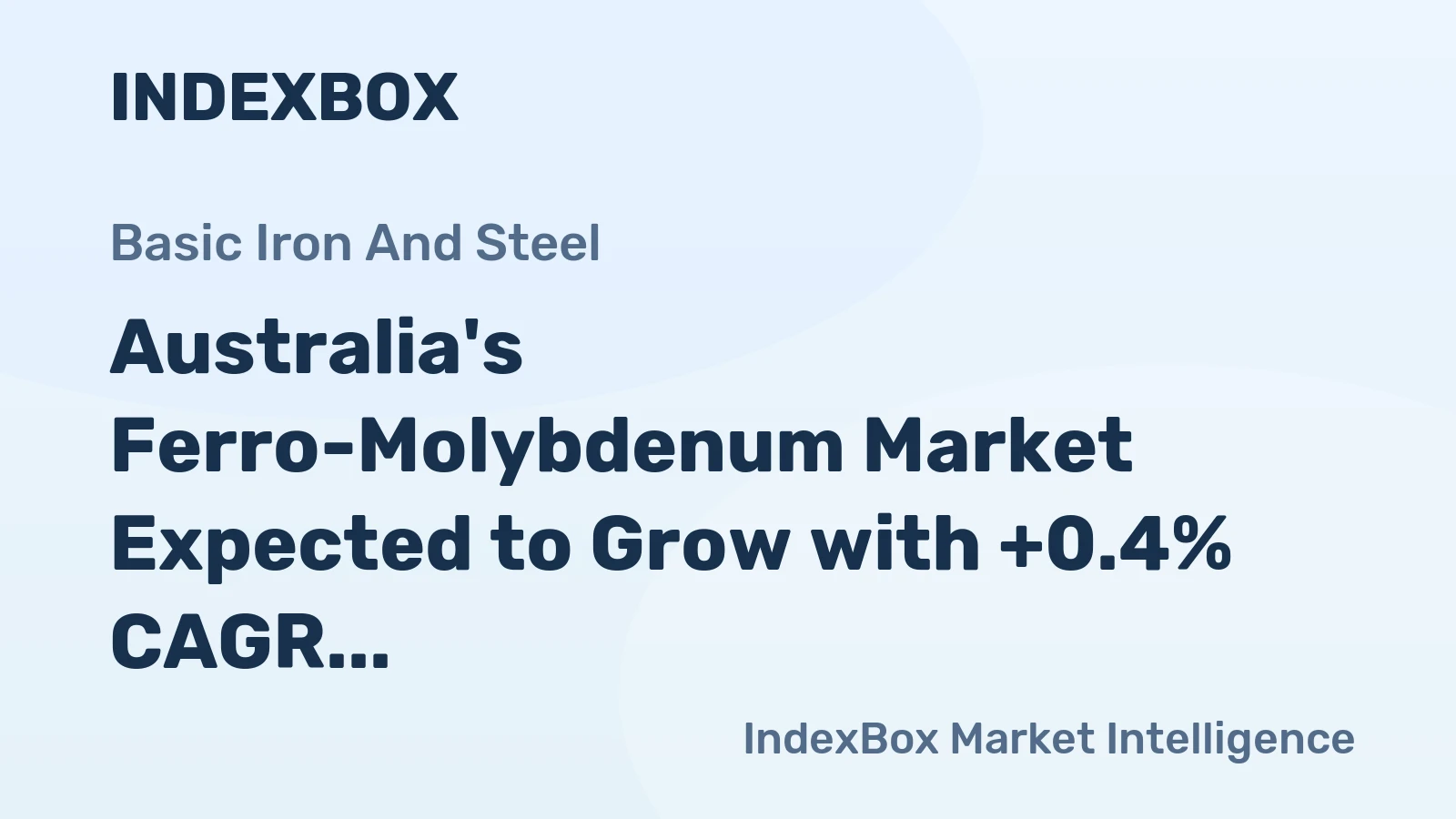 Australia's Ferro-Molybdenum Market Expected to Grow with +0.4% CAGR in Volume and +2.2% CAGR in Value from 2024 to 2035