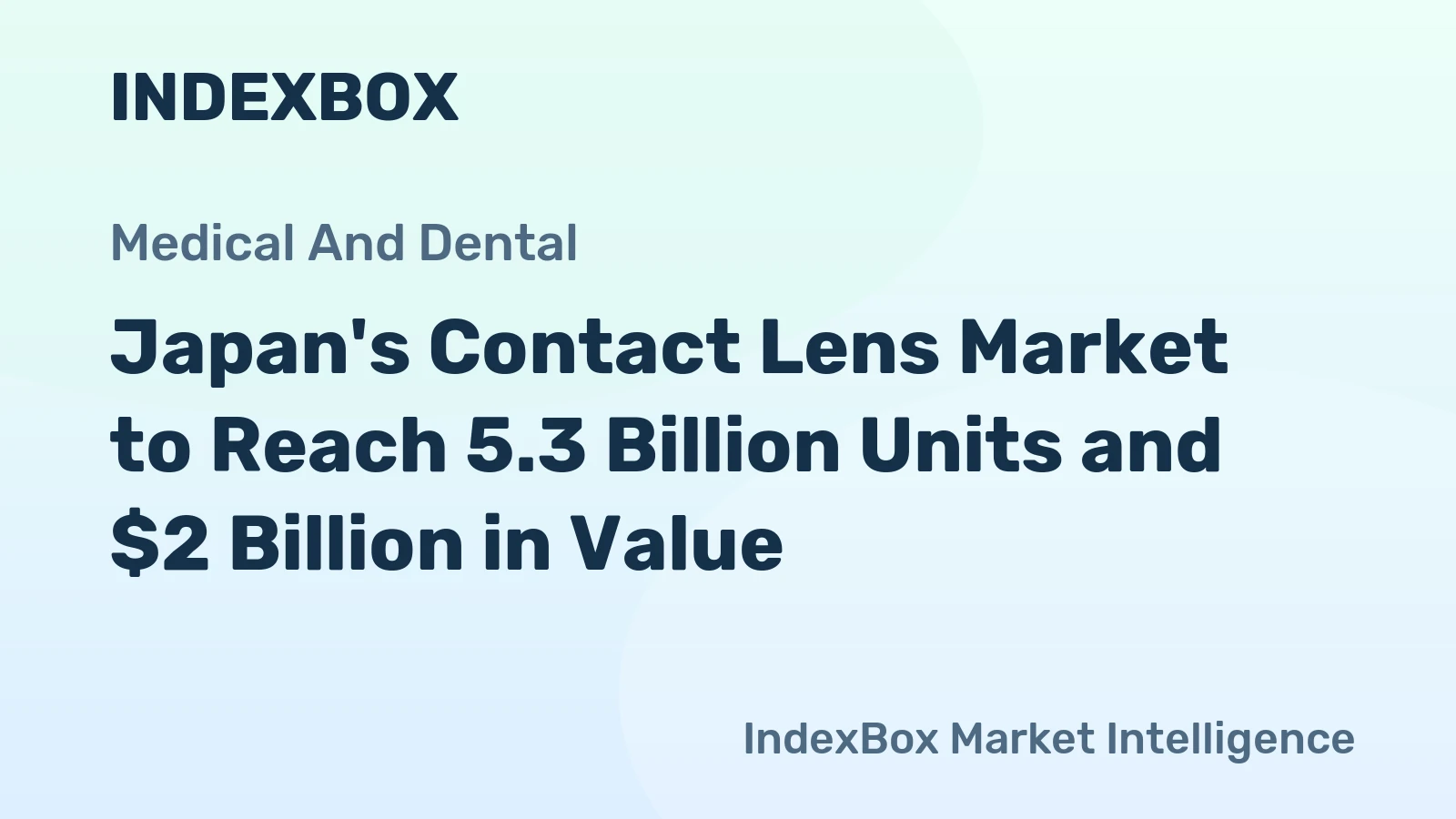 Japan's Contact Lens Market to Reach 5.3 Billion Units and $2 Billion in Value