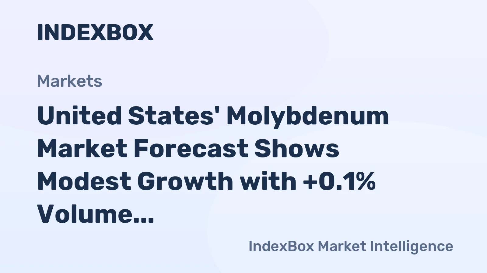 United States' Molybdenum Market Forecast Shows Modest Growth with +0.1% Volume CAGR