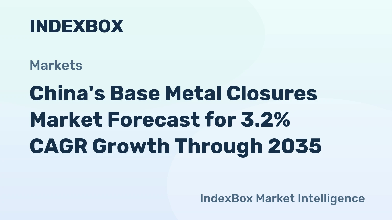China's Base Metal Closures Market Forecast for 3.2% CAGR Growth Through 2035