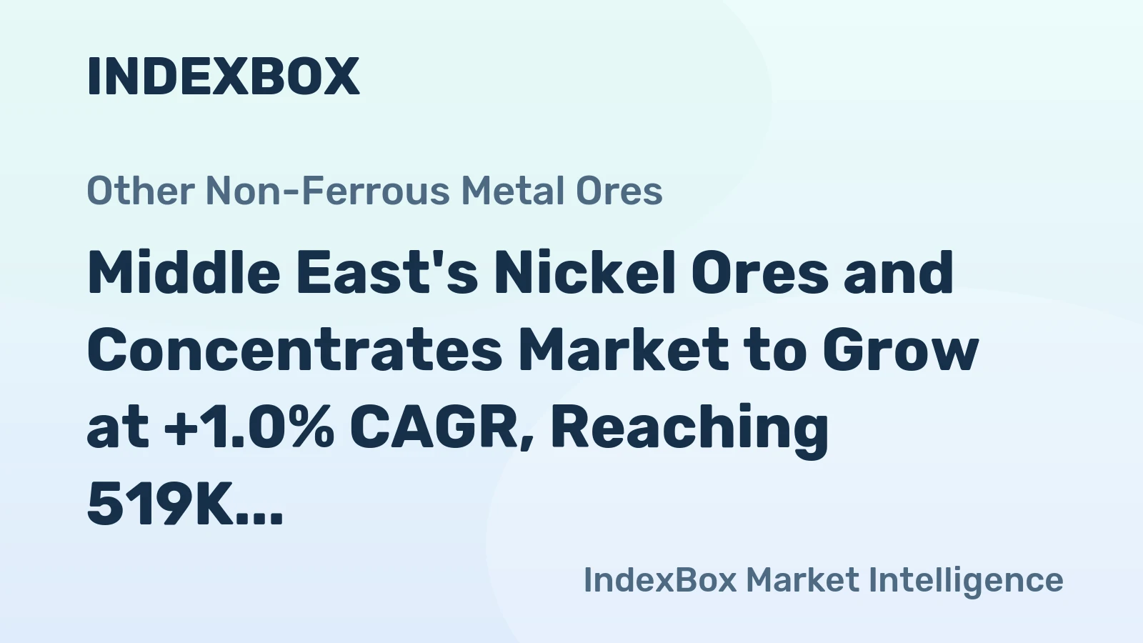 Middle East's Nickel Ores and Concentrates Market to Grow at +1.0% CAGR, Reaching 519K Tons by 2035