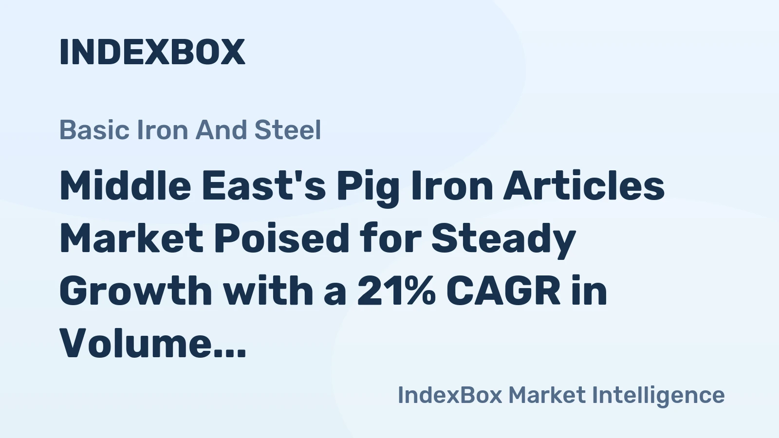 Middle East's Pig Iron Articles Market Poised for Steady Growth with a 21% CAGR in Volume