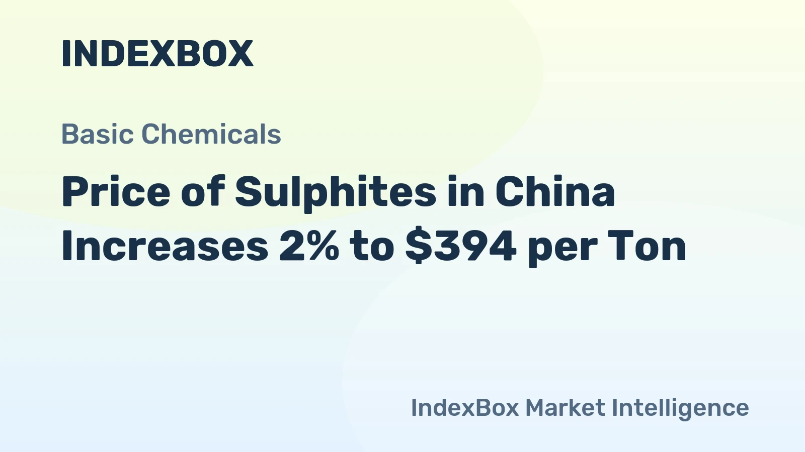 Price of Sulphites in China Increases 2% to $394 per Ton