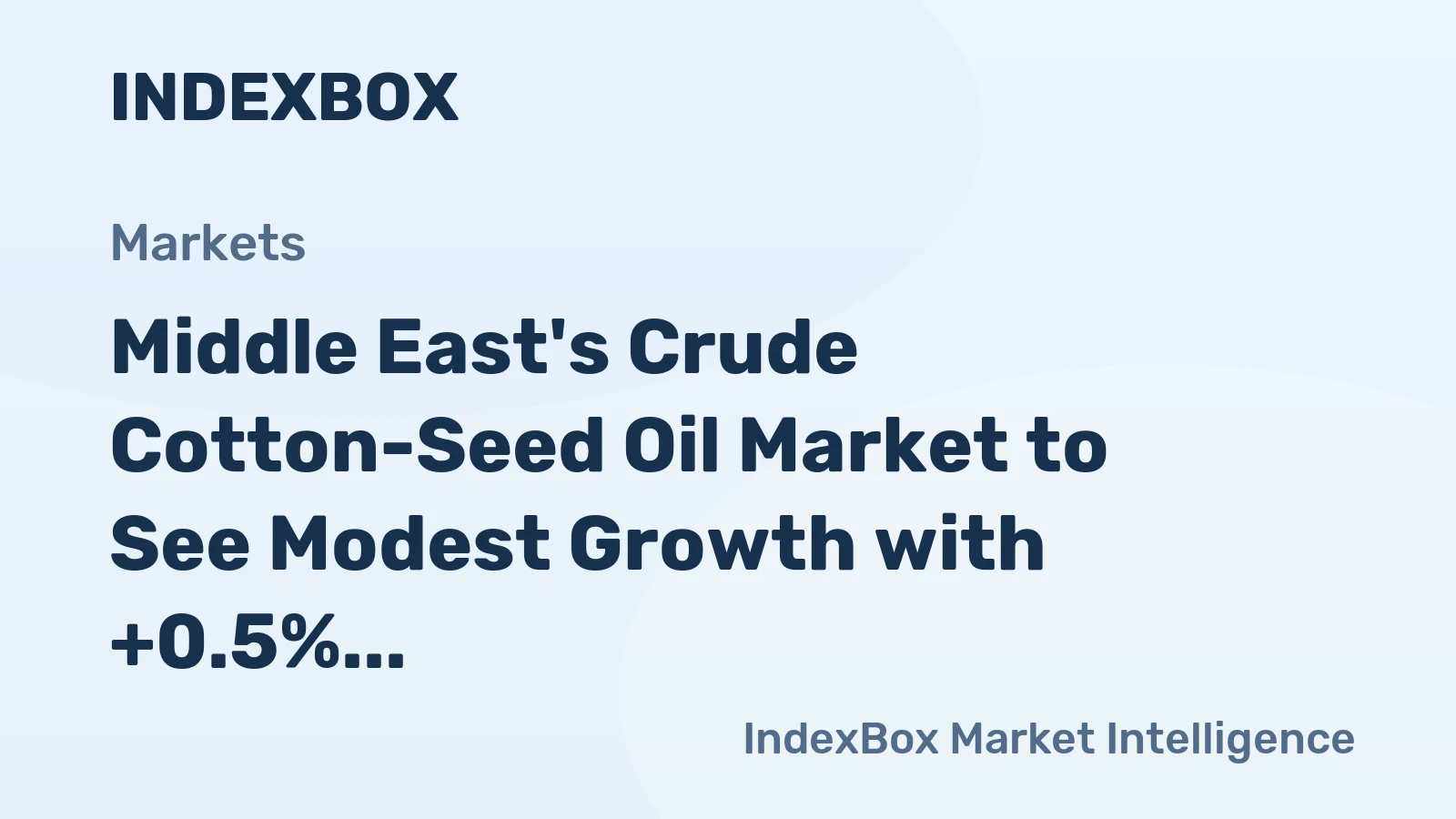 Middle East's Crude Cotton-Seed Oil Market to See Modest Growth with +0.5% CAGR