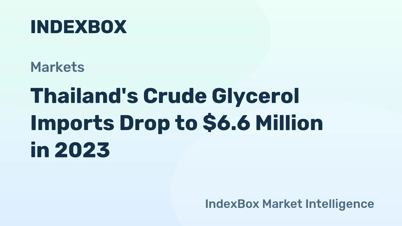 Thailand's Crude Glycerol Imports Drop to $6.6 Million in 2023